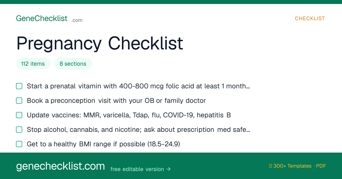 Pregnancy Checklist 2026: Full 9-Month Plan by Trimester | GeneChecklist